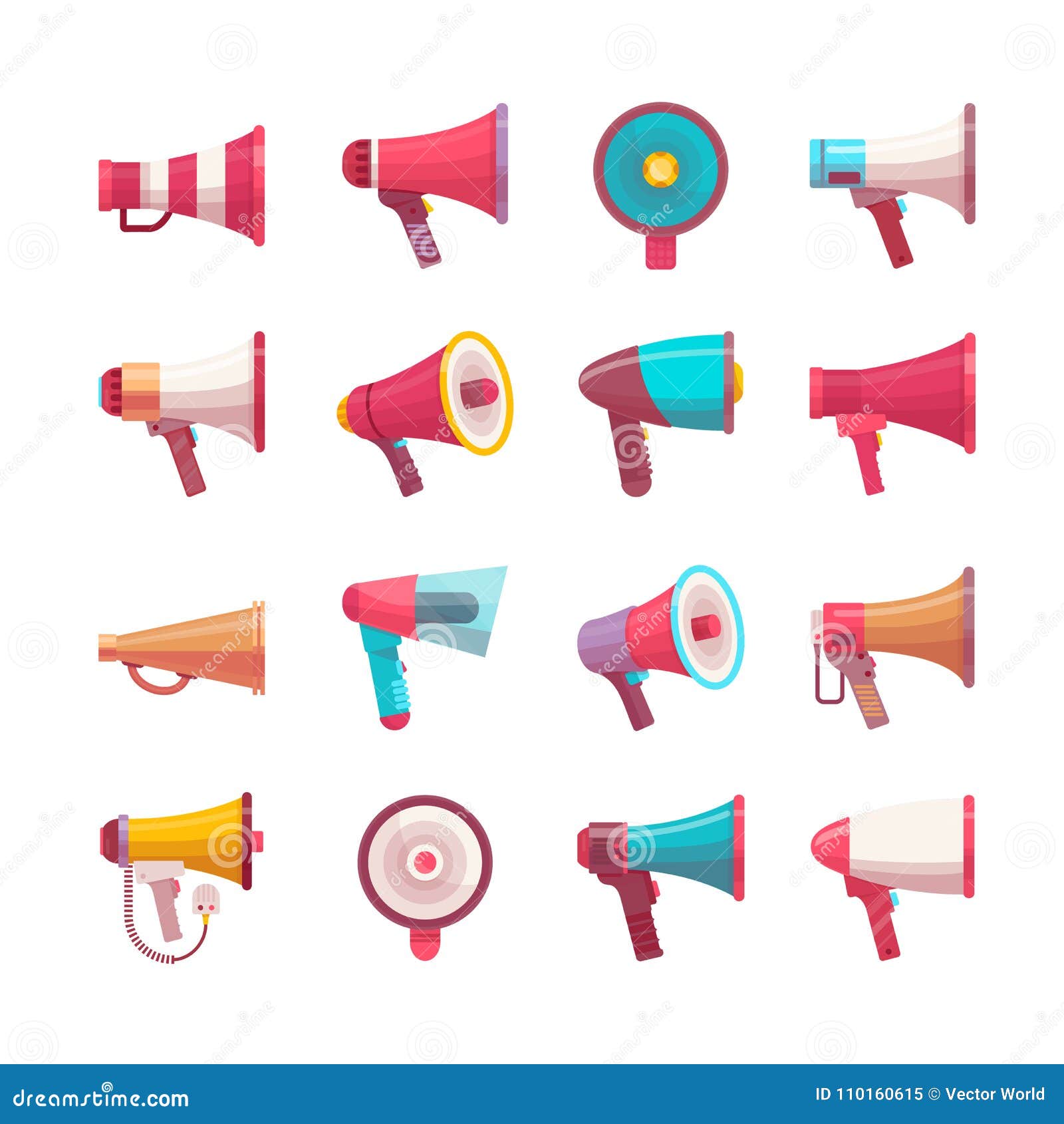 Vector Mega-phone Voice Volume Speaker Control Megaphone Flat Voice ...