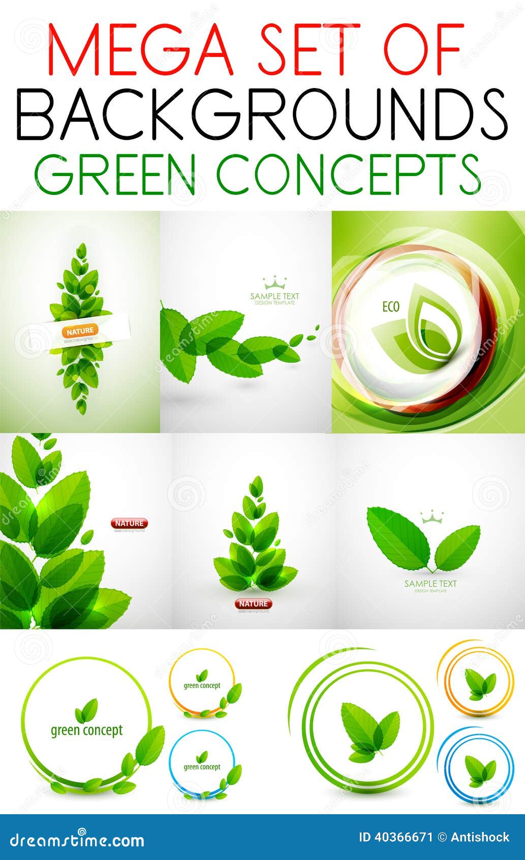 Vector Mega Set of Green Concepts Stock Vector - Illustration of nature ...