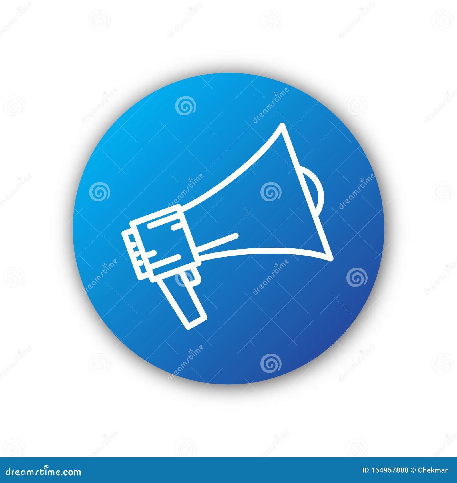 Vector Megaphone Icon. Blue Circle Button Stock Illustration ...