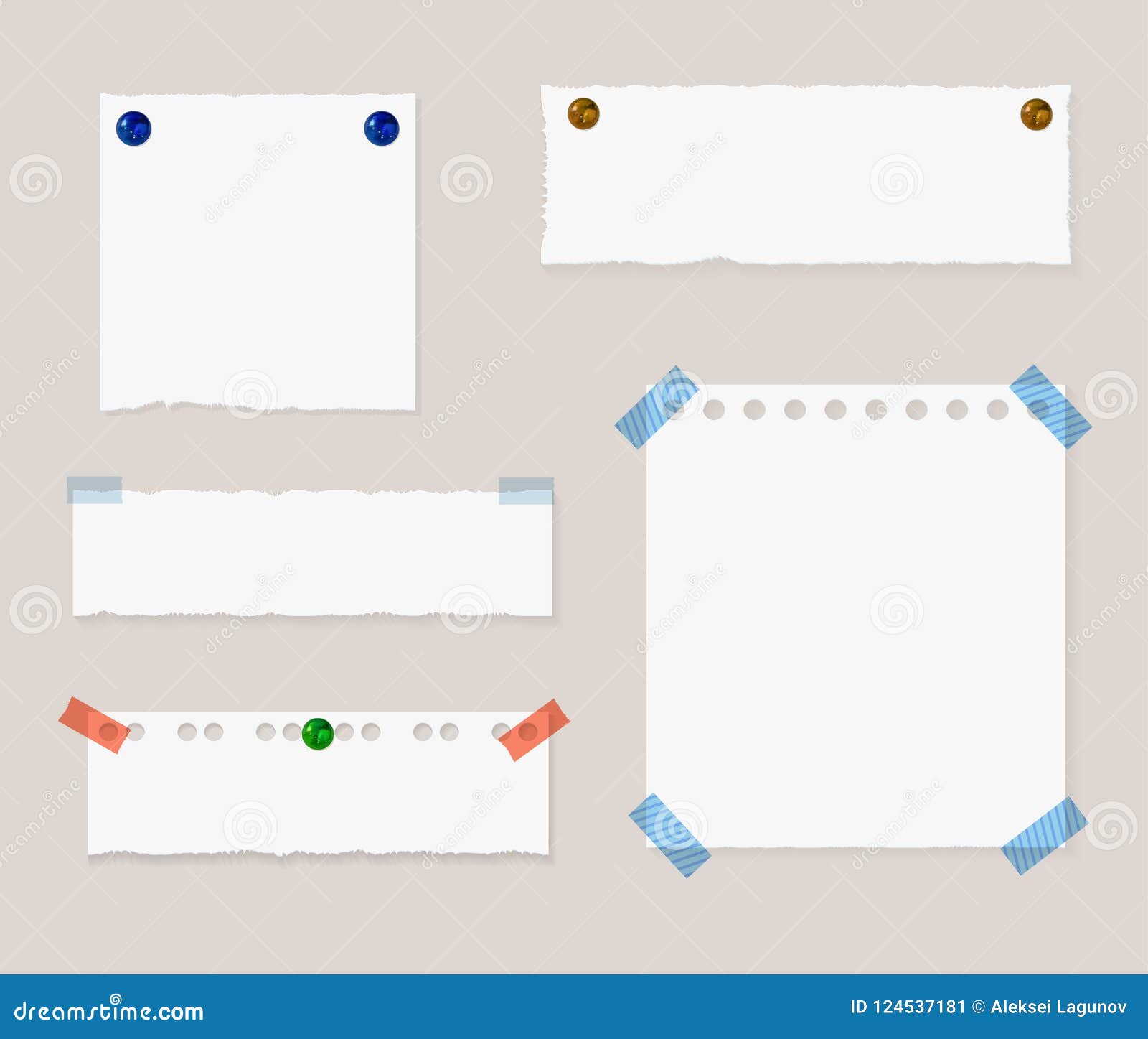 Vector Memo Pinned Papers, Isolated Design Elements Set with Shadows ...
