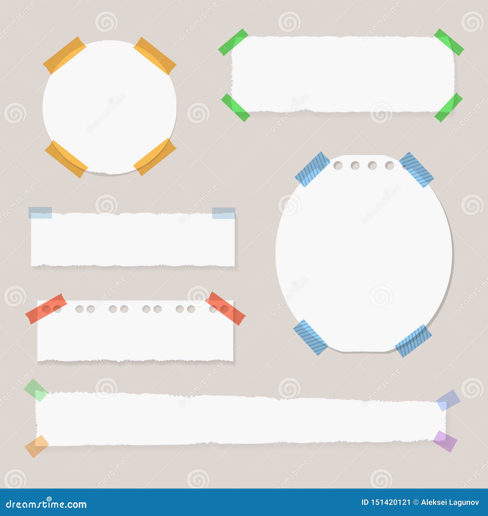 Vector Memo Square Paper Taped To The Wall With Hand Drawn Colorful ...