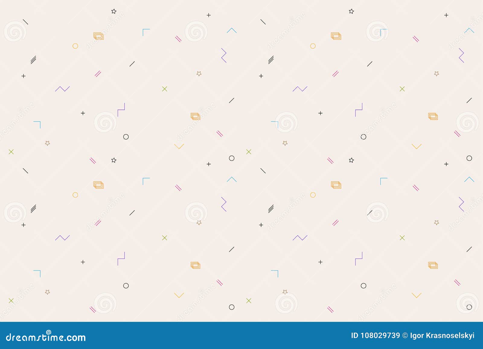 Vector Memphis Pattern with Colorful Geometrics Figures : a Square, a ...