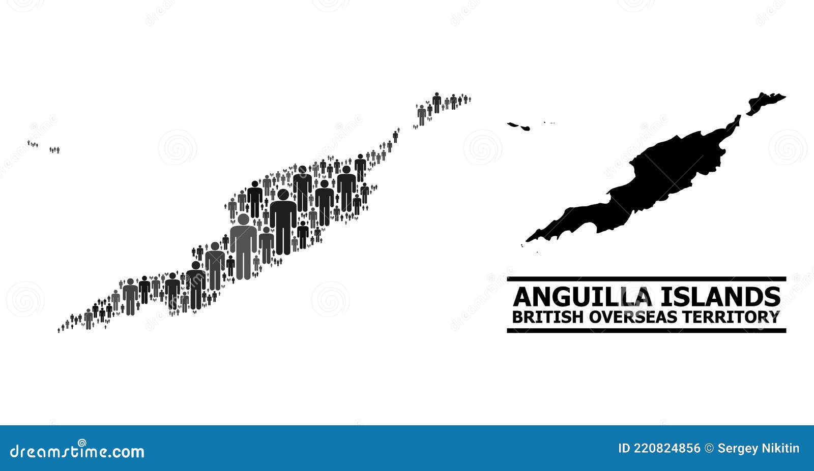 Vector Men Collage Map of Anguilla Islands and Solid Map Stock Vector ...