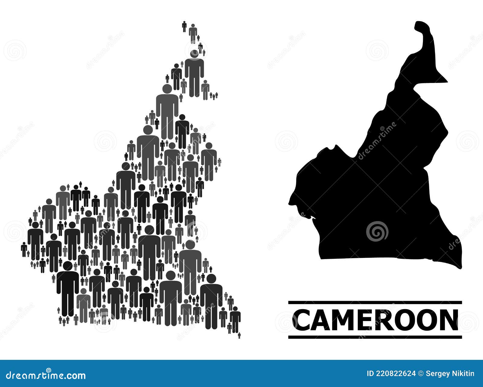 Vector Men Collage Map of Cameroon and Solid Map Stock Vector ...