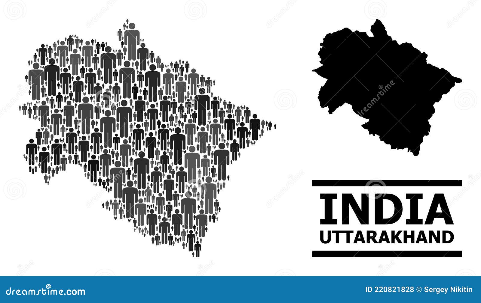 Vector Men Collage Map of Uttarakhand State and Solid Map Stock Vector ...