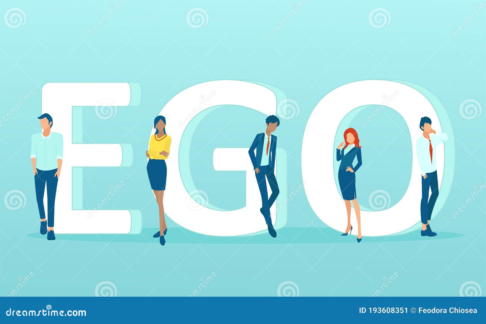 Vector of Men and Women Standing by the Word Ego Stock Vector ...