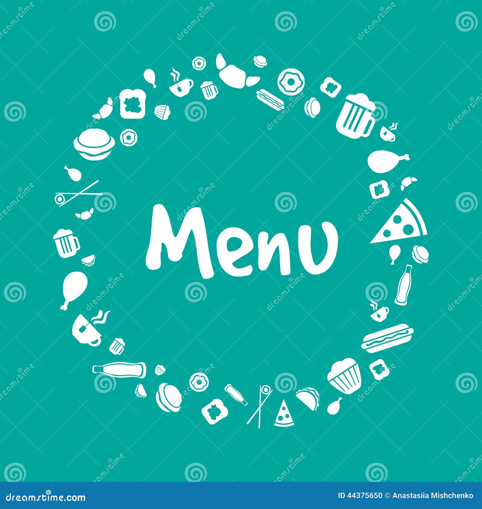 Vector Menu Cover Design with Food Icons Stock Vector - Illustration of ...