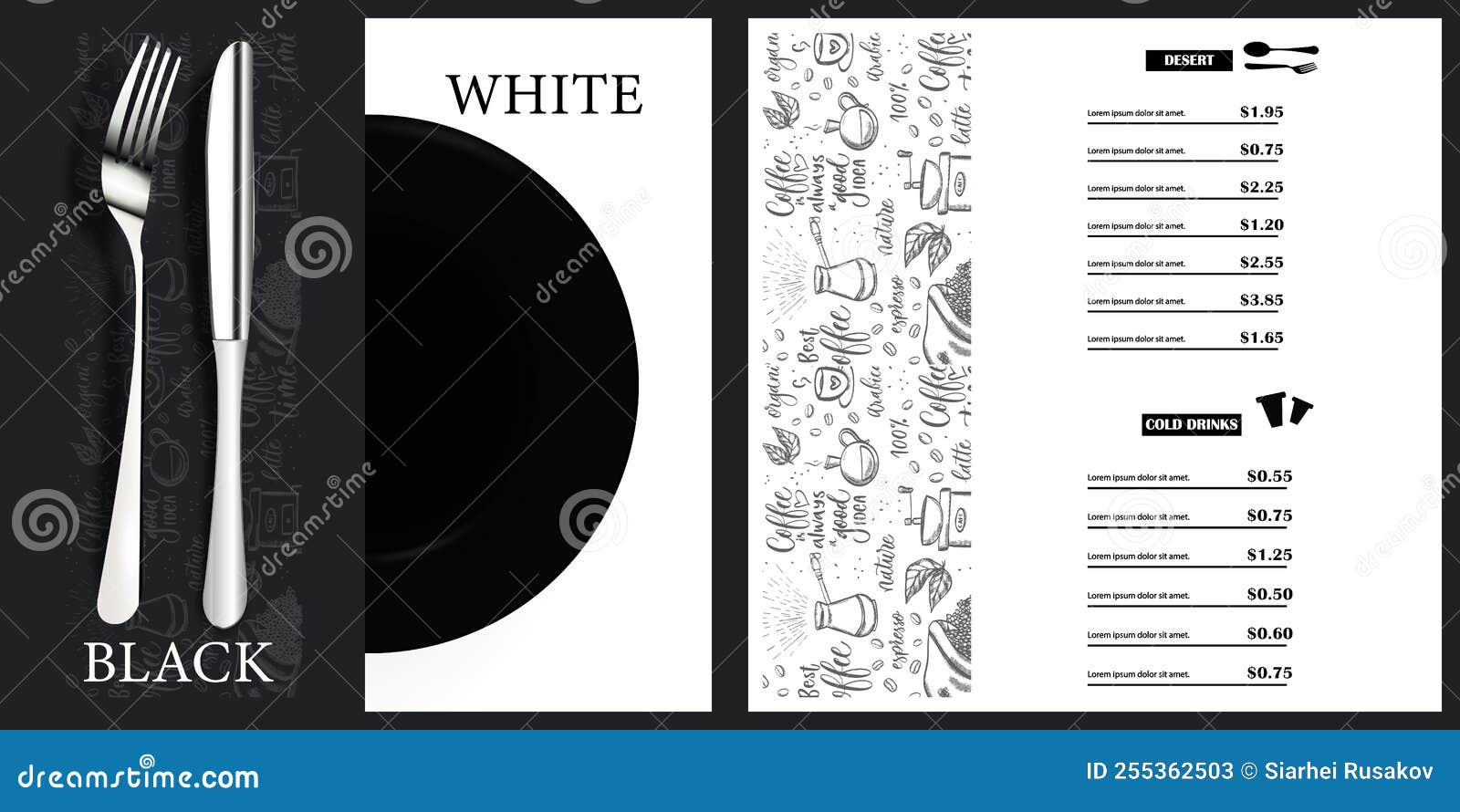 Vector Menu Template for Restaurants and Cafes. Menu Cover Design in ...