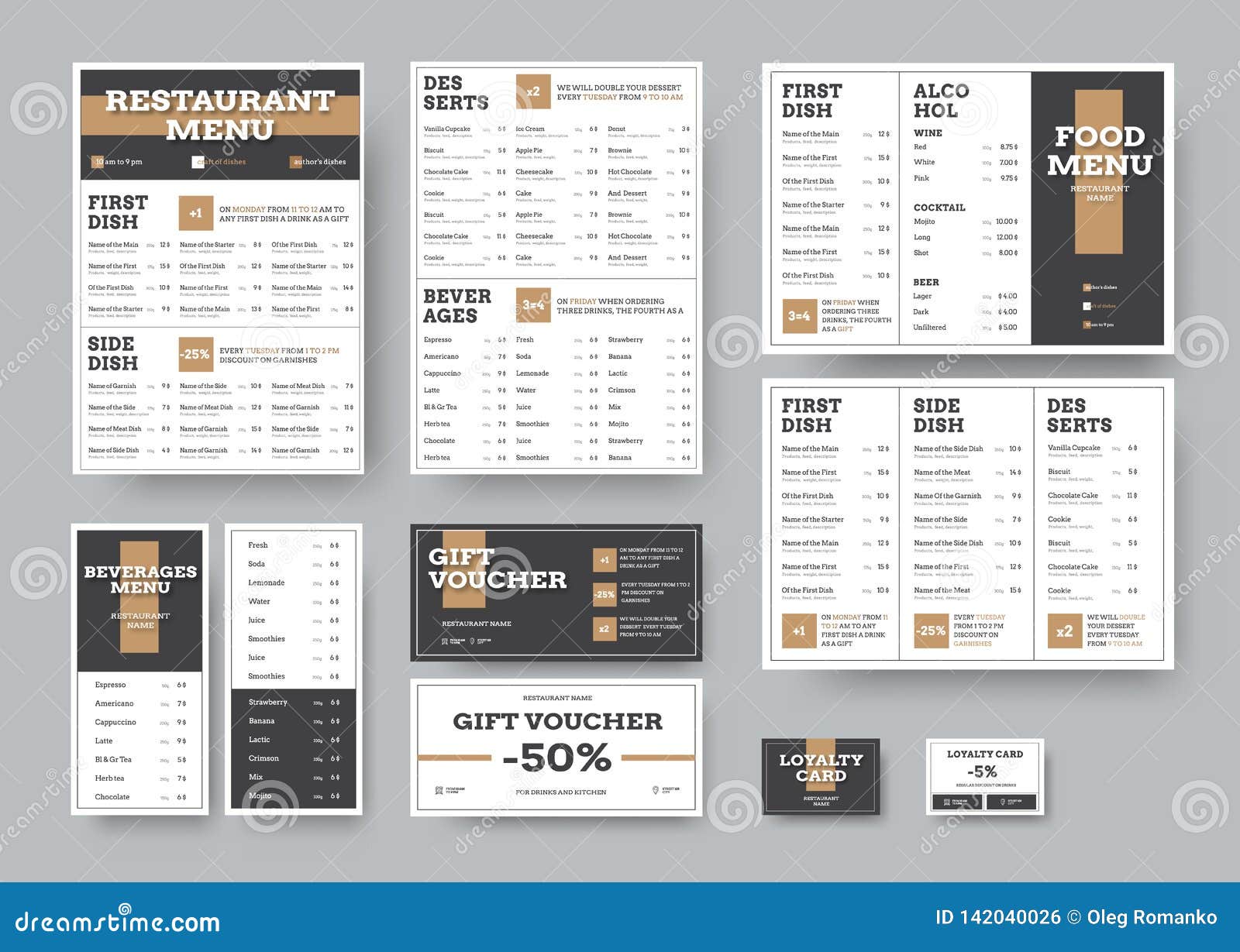Vector Menu Templates for Cafes and Restaurants in White with Black ...