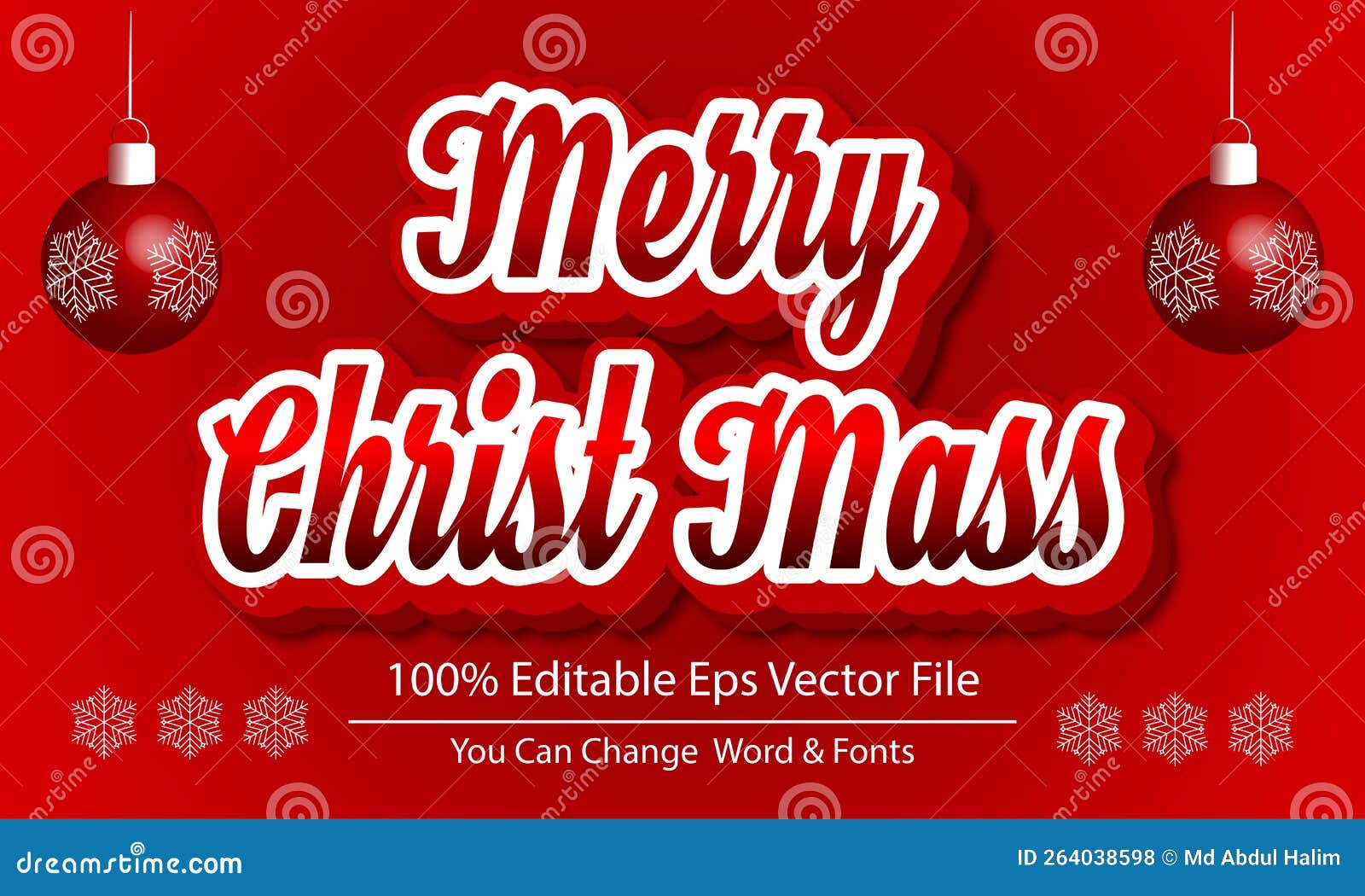 Vector Merry Christmas Editable Text Design Stock Illustration ...