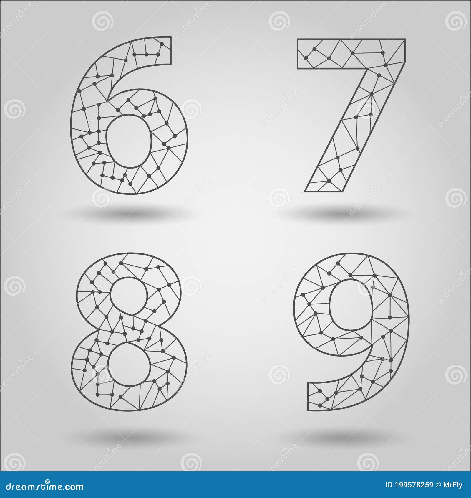 6 7 8 9 Vector Mesh Letters, Vector Illustration Stock Vector ...