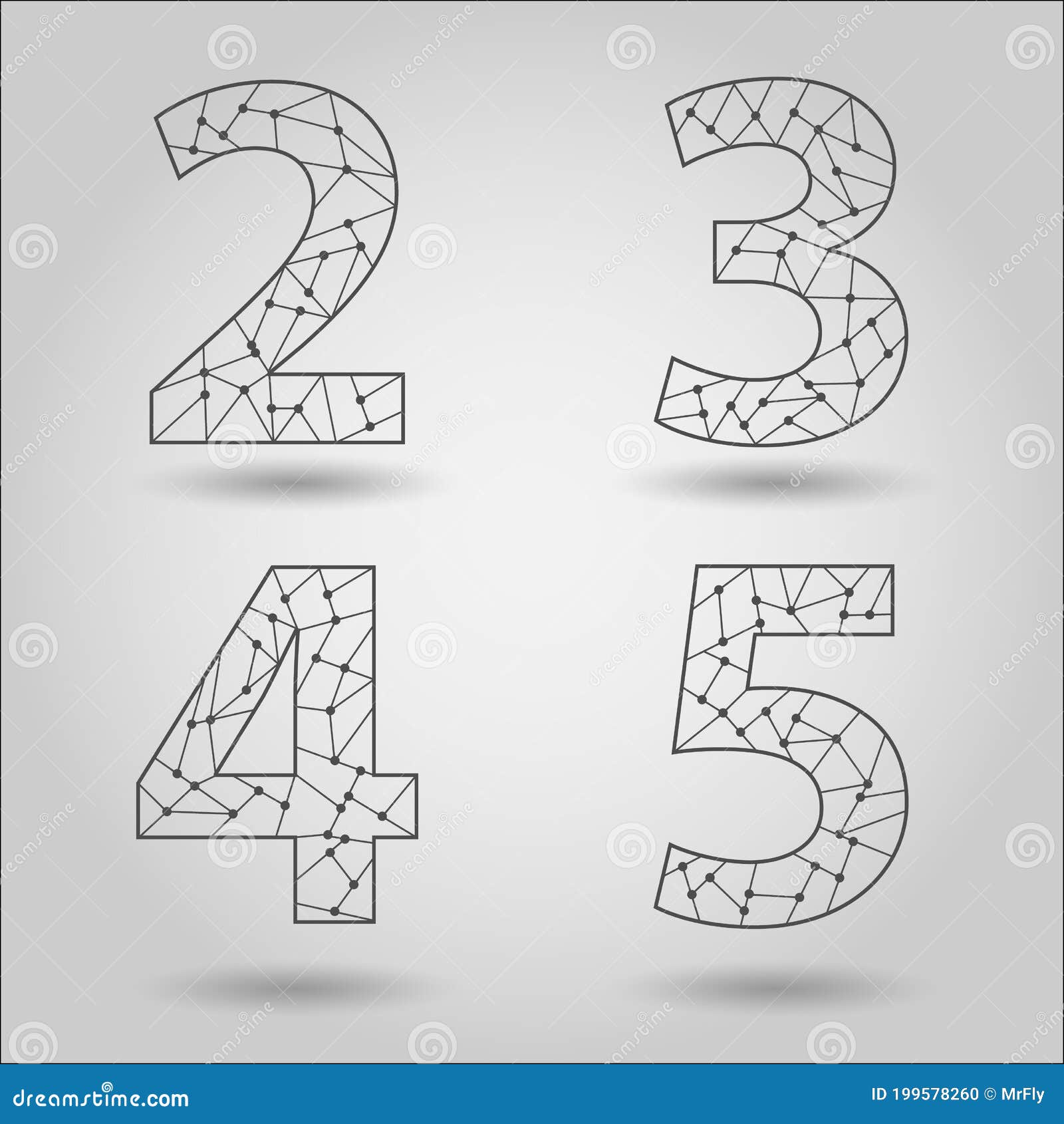 2 3 4 5 Vector Mesh Letters, Vector Illustration Stock Vector ...
