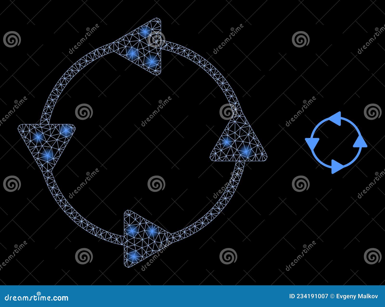 Vector Mesh Net CCW Circulation Arrows with Light Network Dots Stock ...