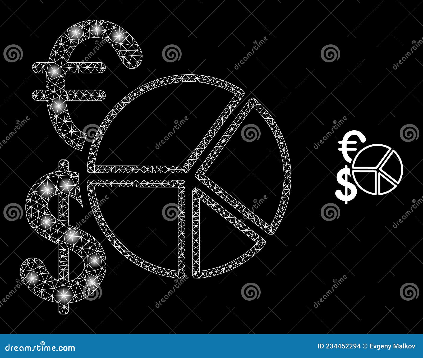 Vector Mesh Net Currency Pie Chart with Shiny Constellation Dots Stock ...