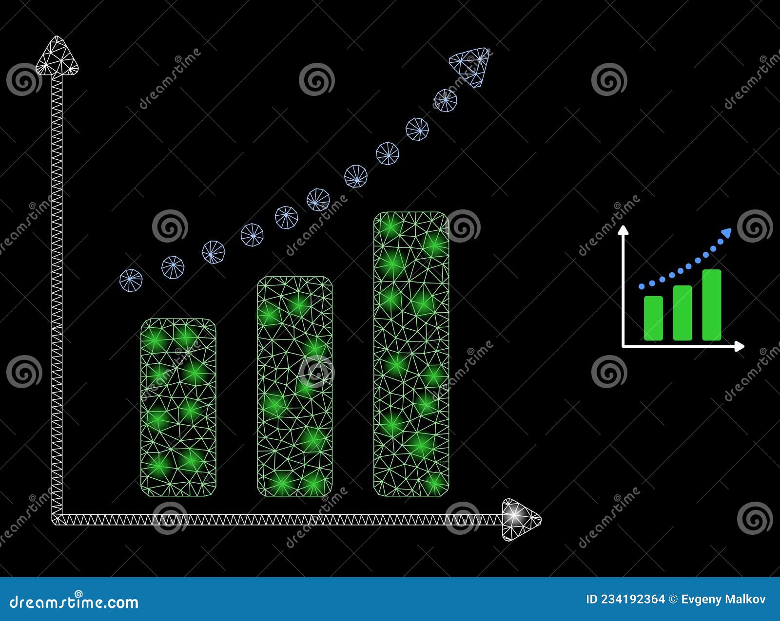 Vector Mesh Net Growing Chart with Shiny Network Stars Stock Vector ...