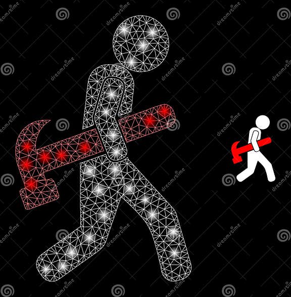 Vector Mesh Net Hammer Robber with Magic Wire Frame Spots Stock Vector ...