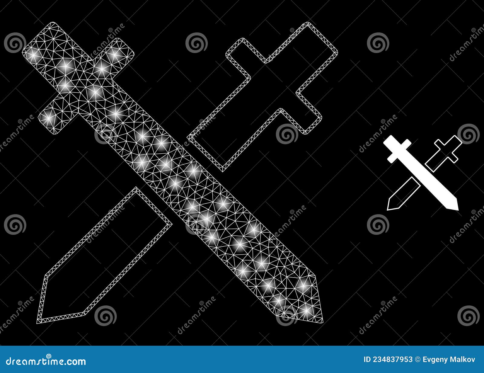 Vector Mesh Net Swords with Light Constellation Flashes Stock Vector ...