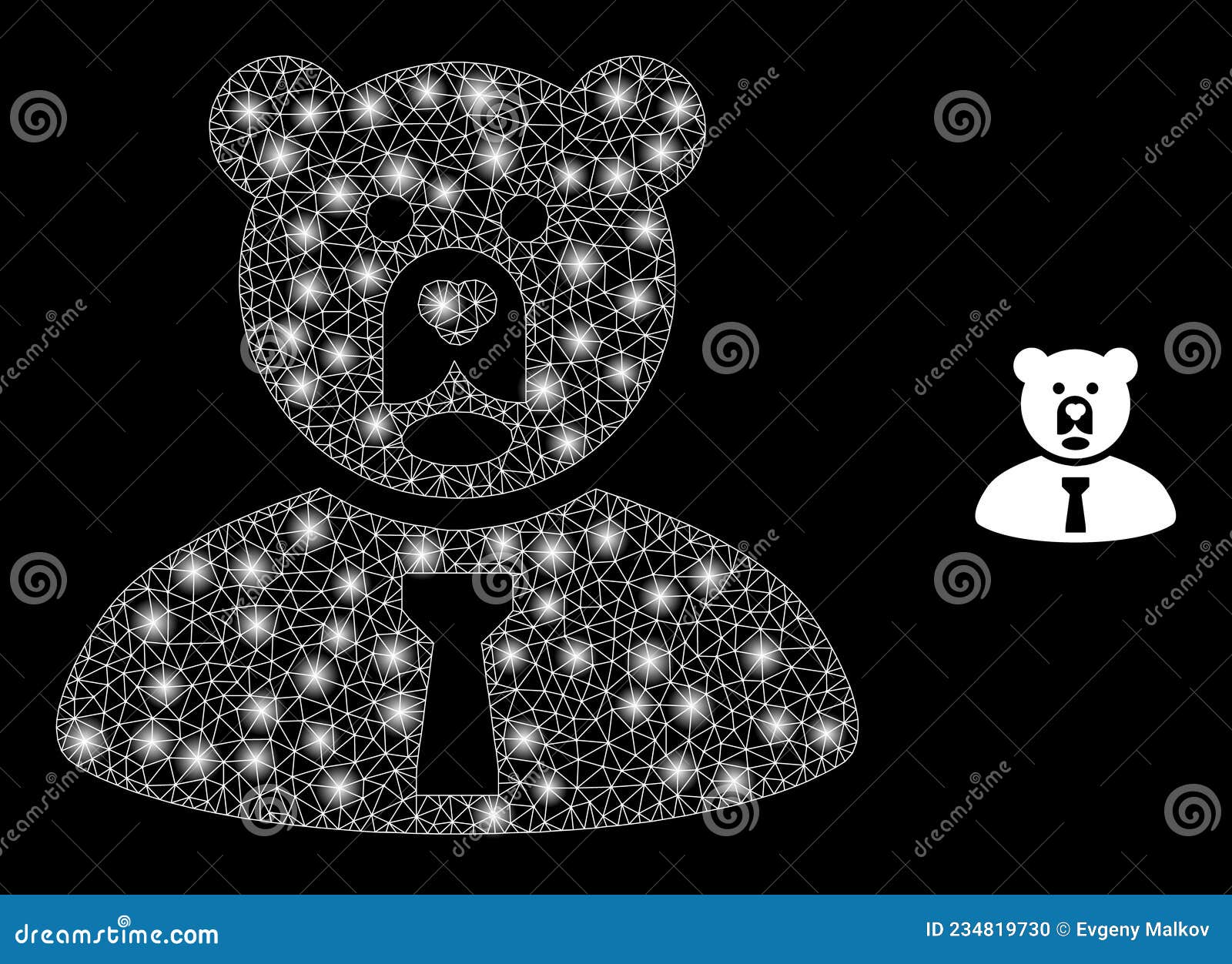 Vector Mesh Web Bear Manager with Glare Constellation Flashes Stock ...