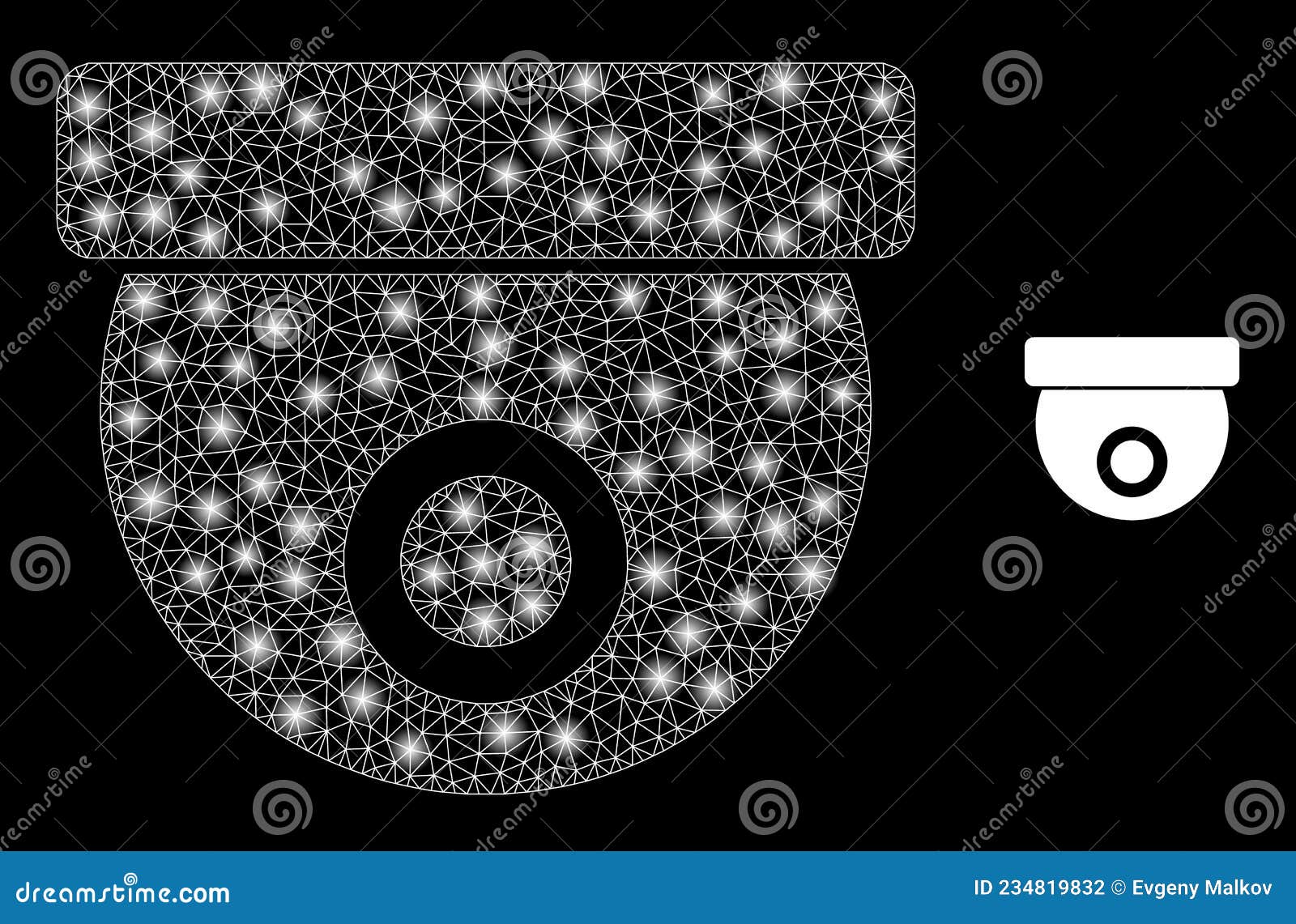 Vector Mesh Web CCTV Camera with Light Wire Frame Dots Stock Vector ...
