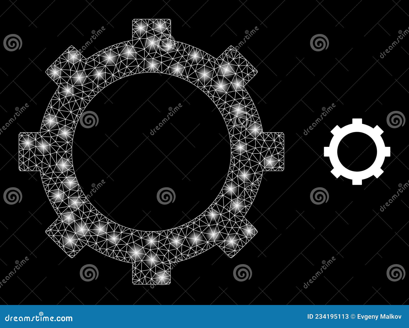 Vector Mesh Web Cog with Bright Network Spots Stock Vector ...