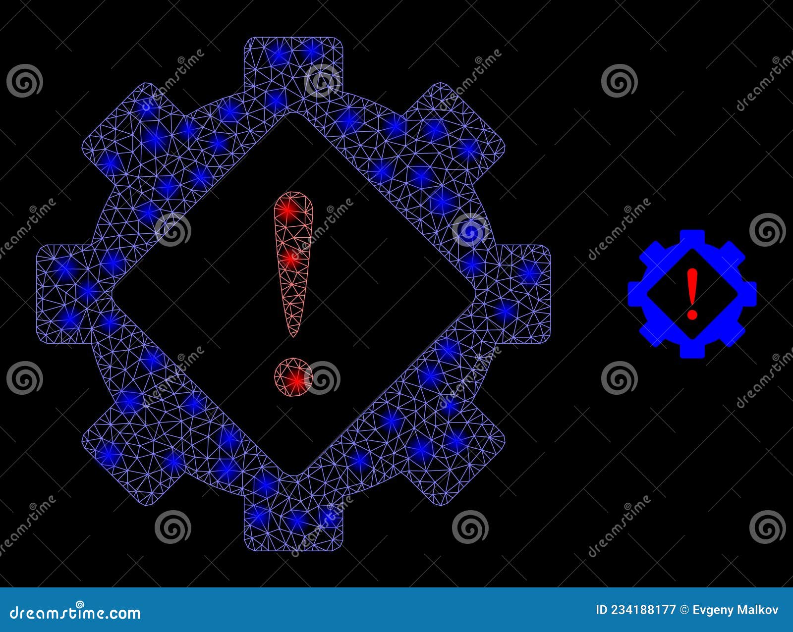 Vector Mesh Web Gear Warning with Glitter Constellation Flares Stock ...