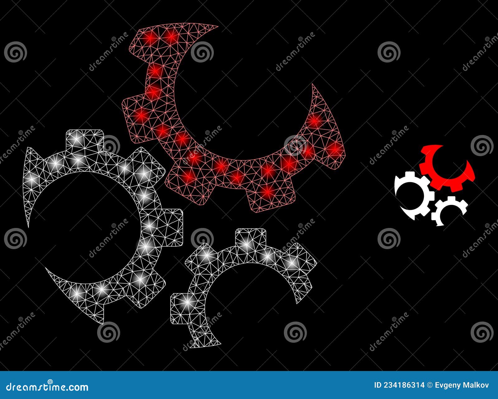 Vector Mesh Web Gears with Majestic Network Spots Stock Vector ...