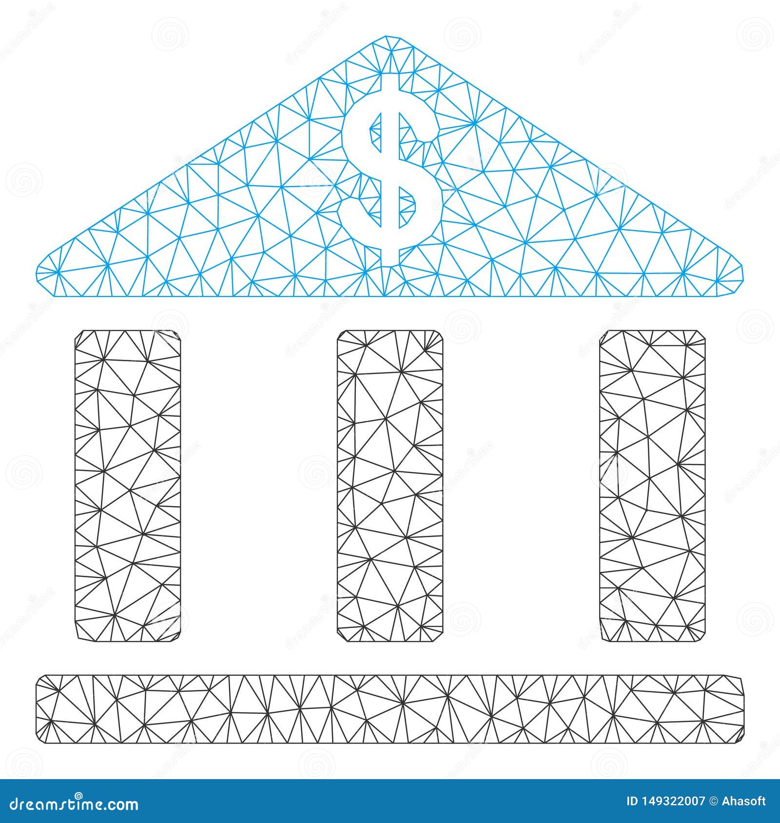 Vector Mesh Wire Frame Model Del Edificio De Banco Ilustración del ...