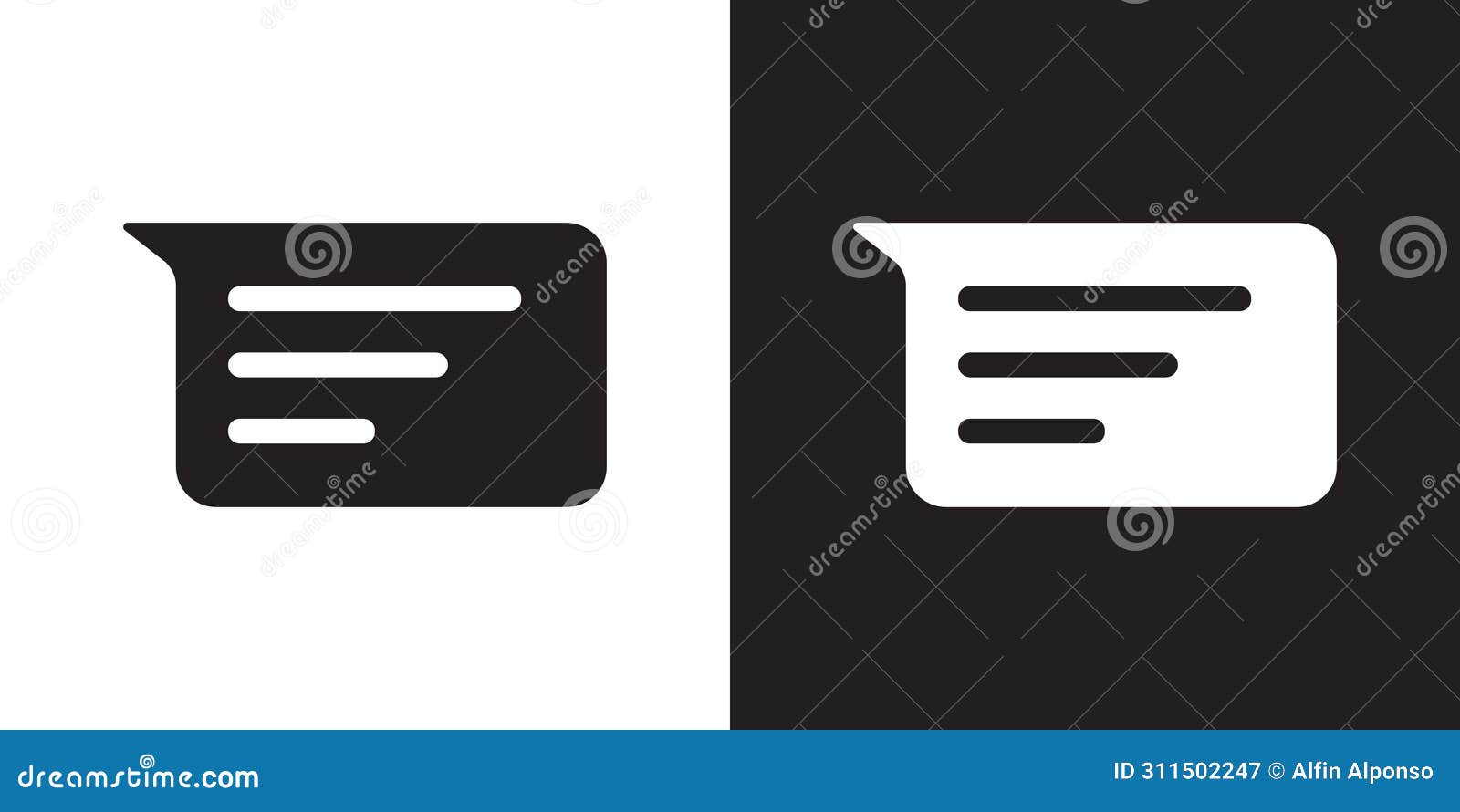 Vector Message Bubble Icons Black and White Stock Illustration ...