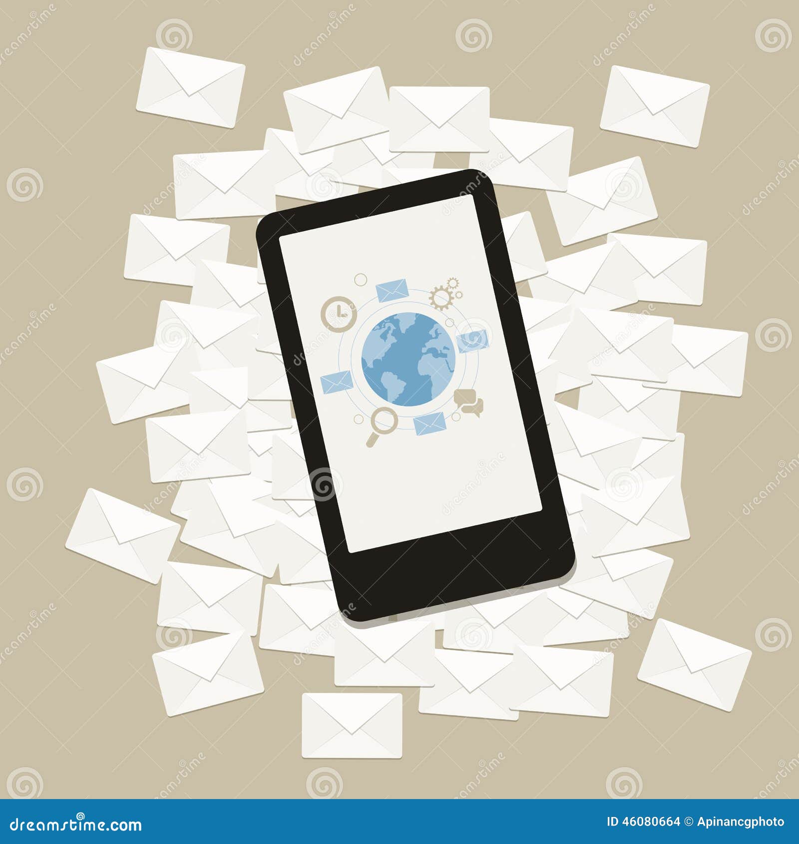Vector Message Email Business on Mobile Phone Device Stock Vector ...