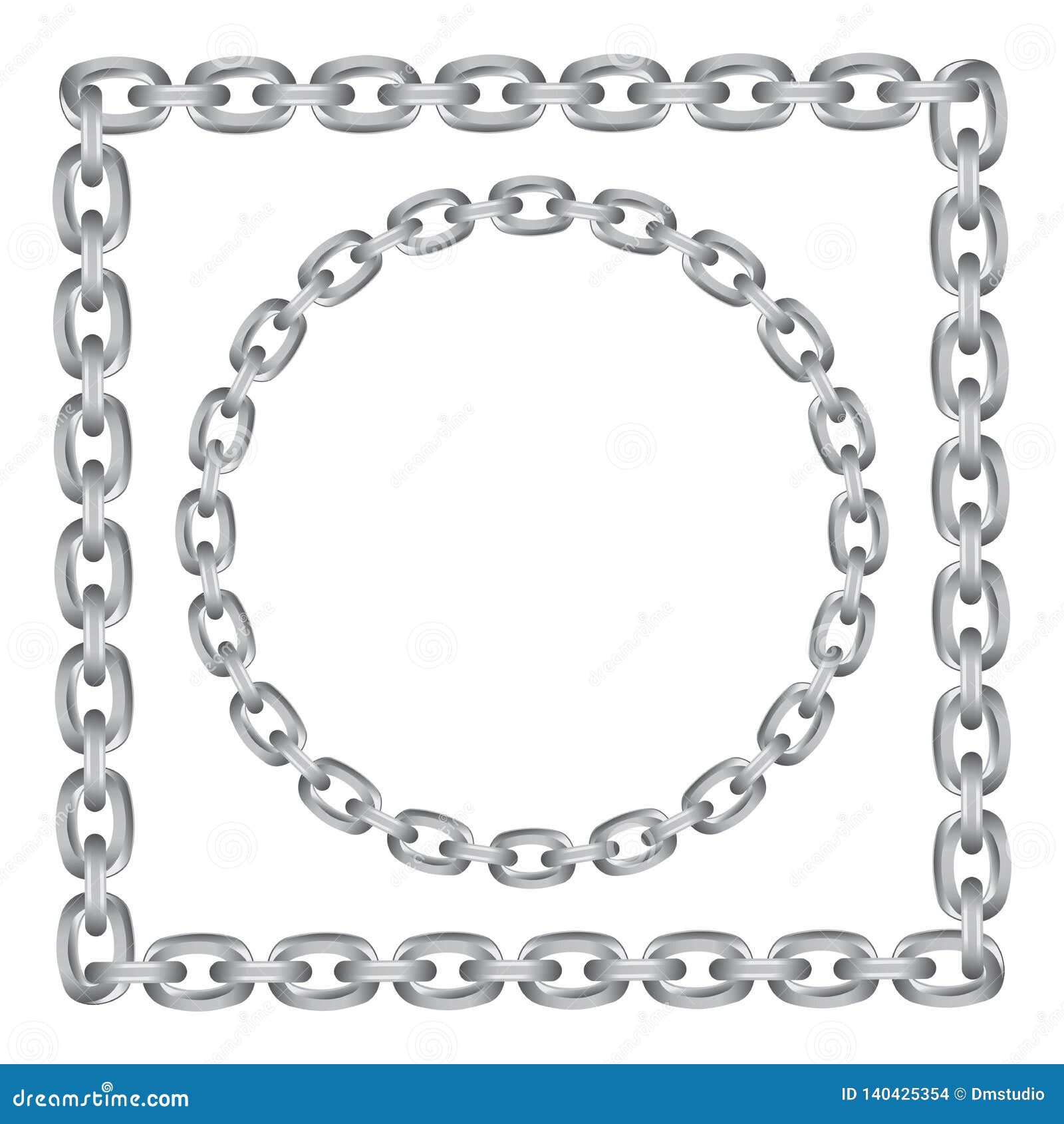Vector Metal Chain Round and Square Borders Stock Vector - Illustration ...