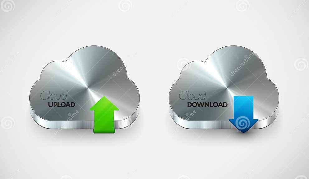 Vector Metal Cloud Icon Set Stock Vector - Illustration of buffering ...
