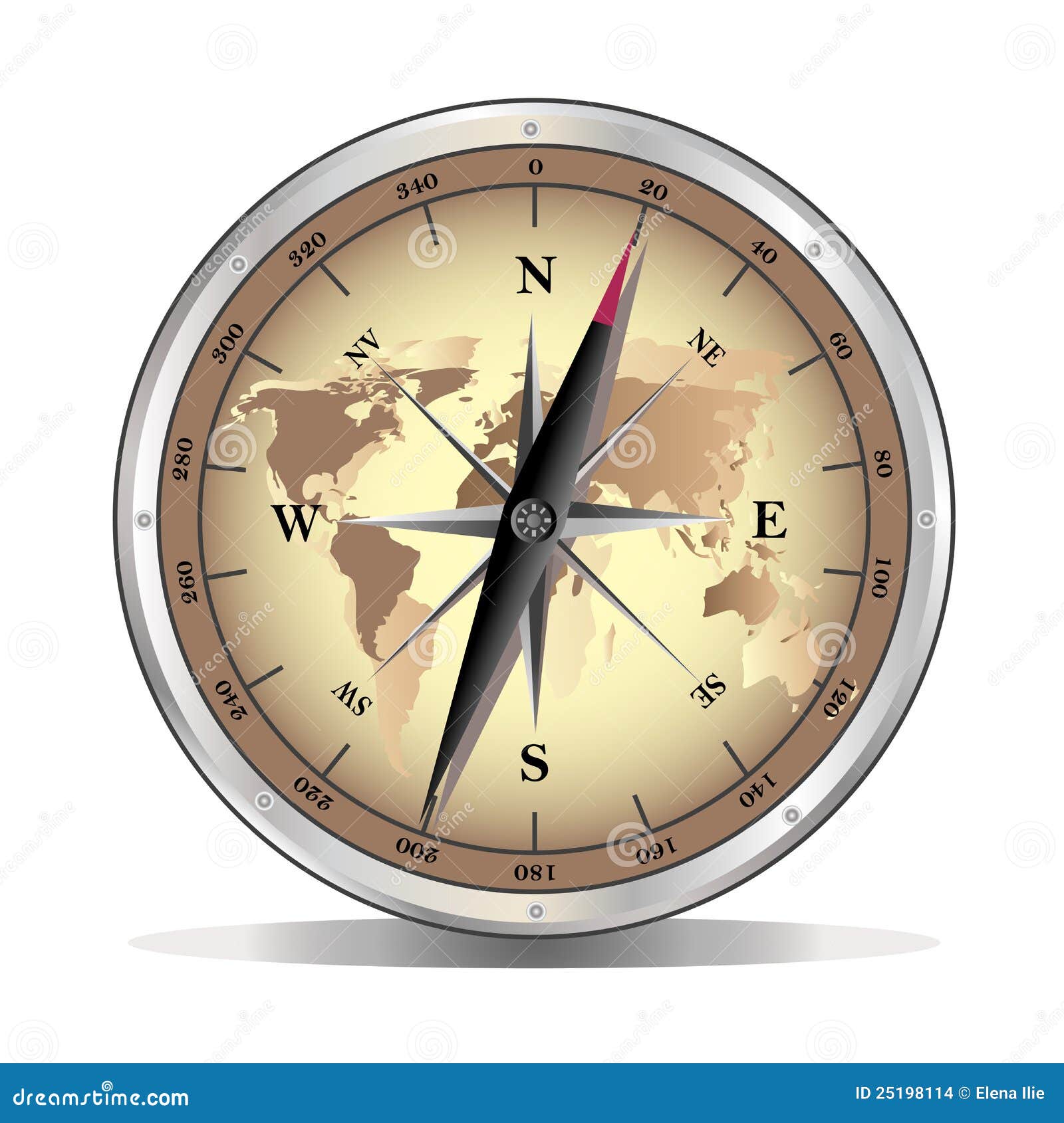 Vector metal compass stock illustration. Illustration of compass - 25198114