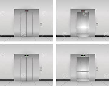 Vector Metal Elevator Outside and Inside on a White Wall Background ...