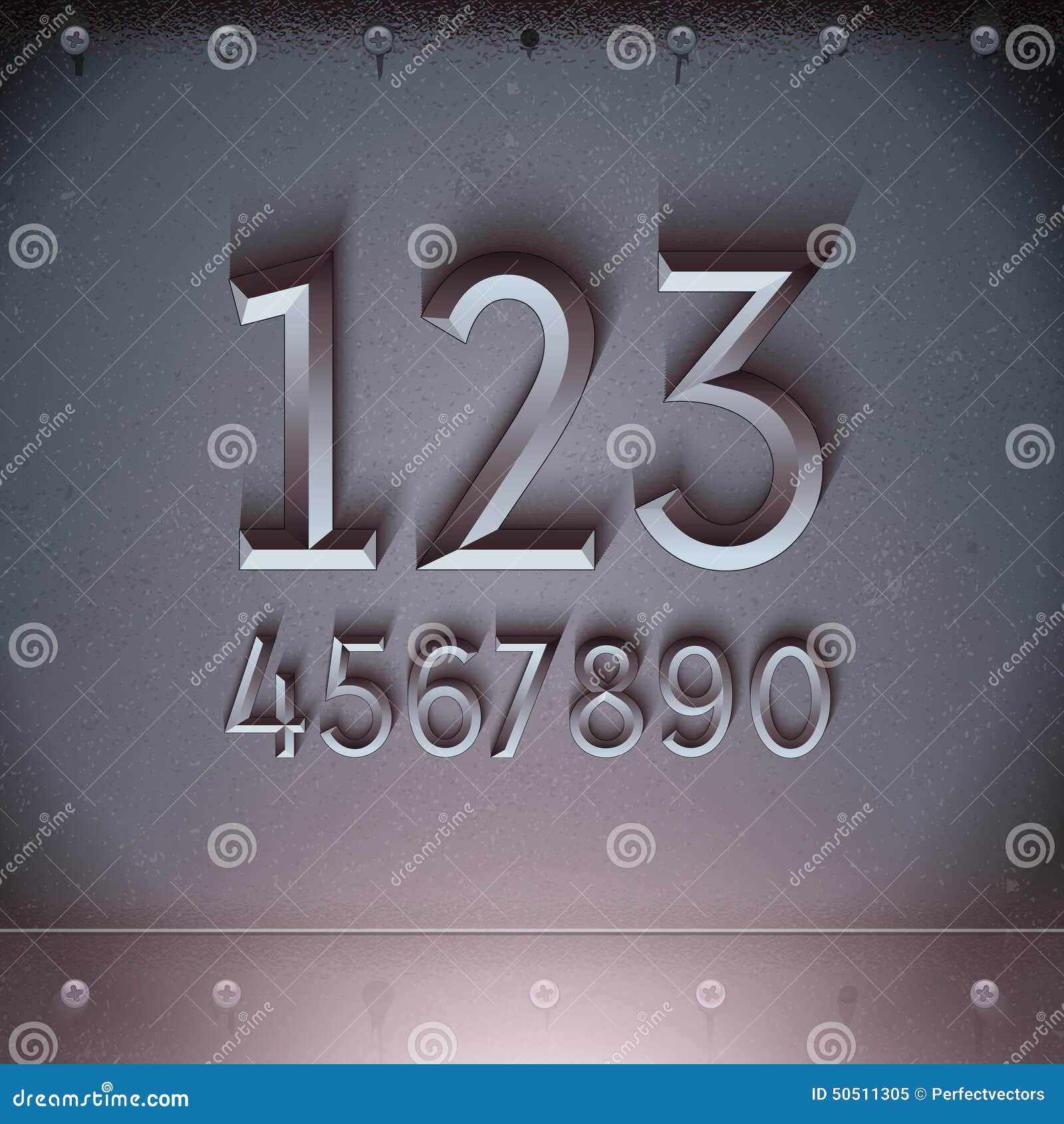 Vector Metal Embossed Numbers Stock Vector - Illustration of label ...