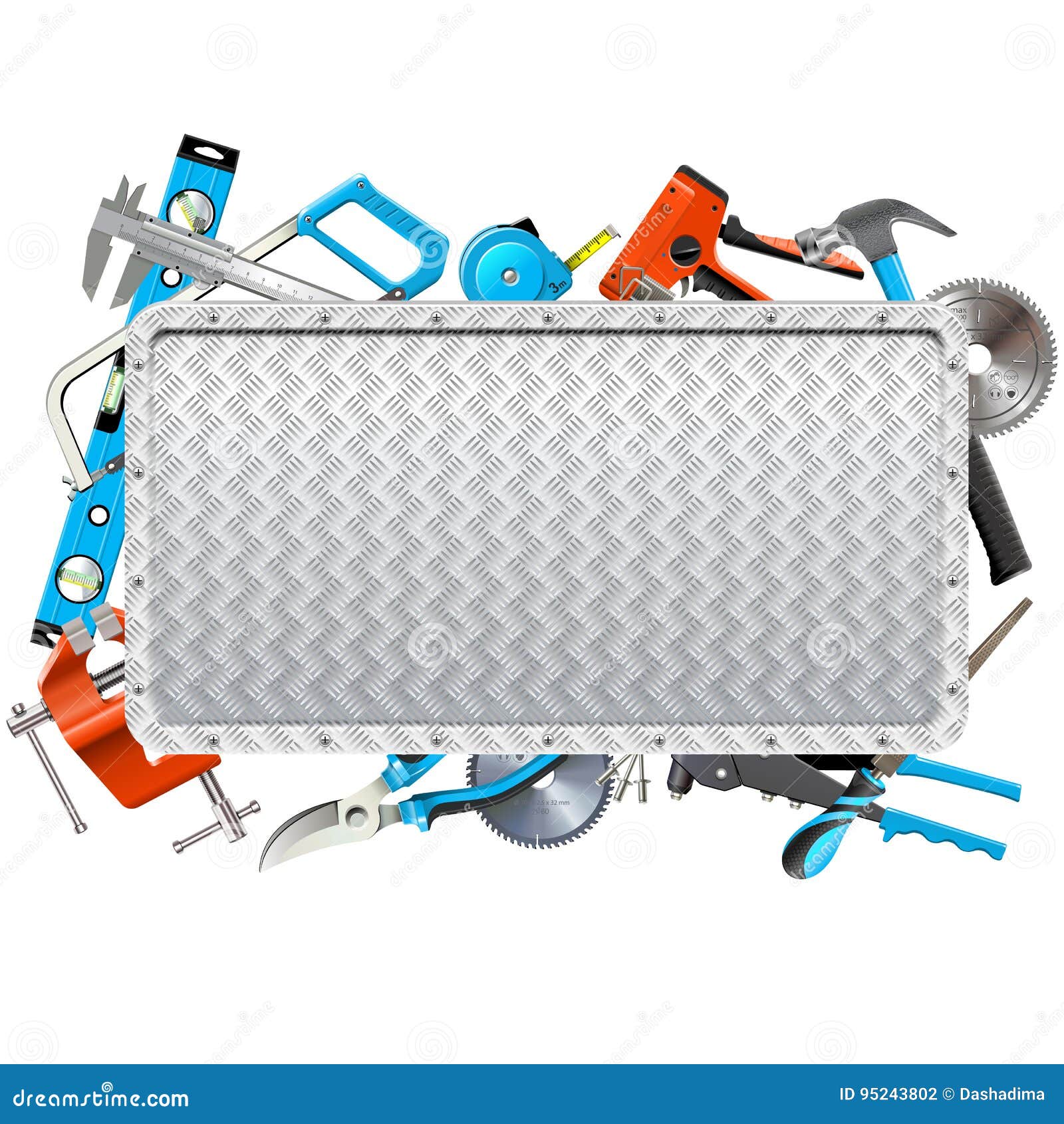 Vector Metal Frame with Hand Tools Stock Vector - Illustration of metal ...