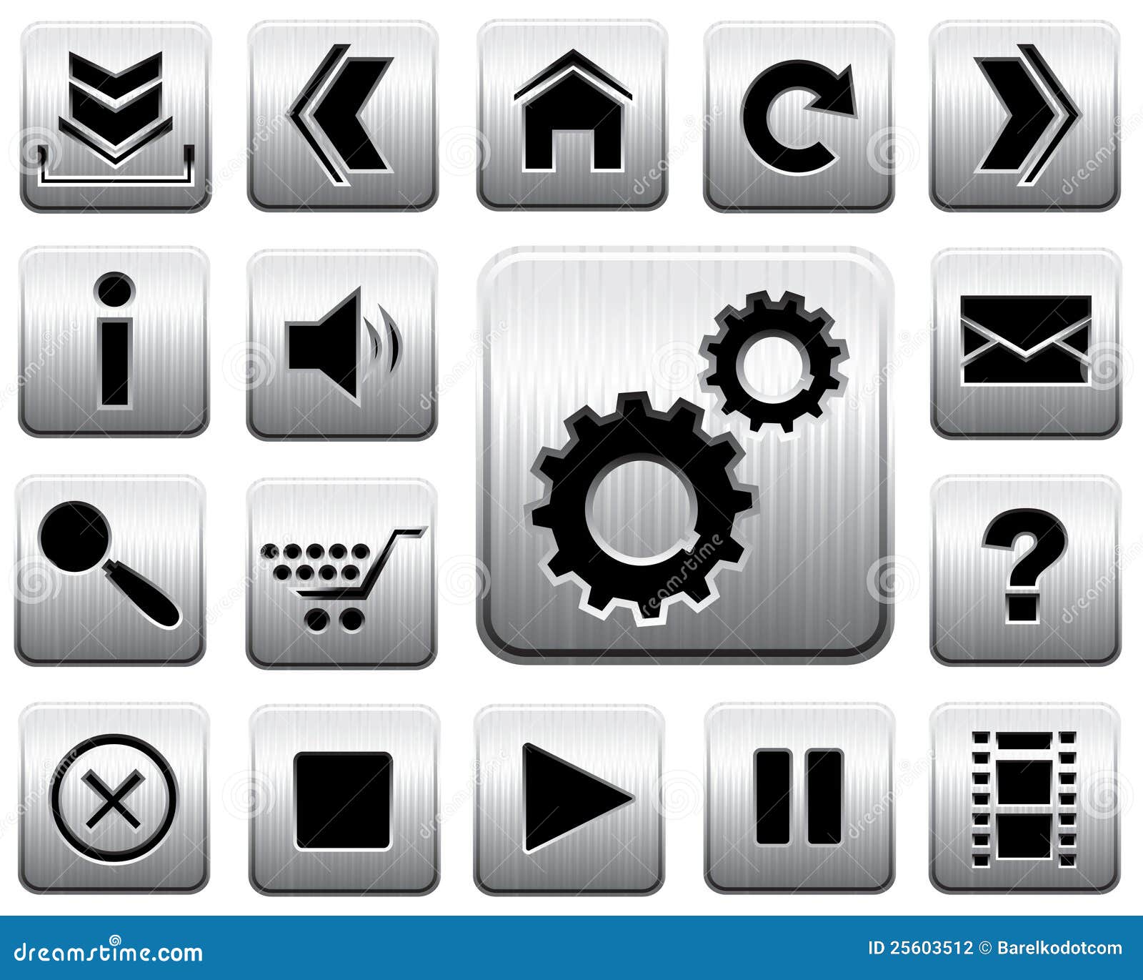 Vector metal icon set. stock vector. Illustration of metallic - 25603512