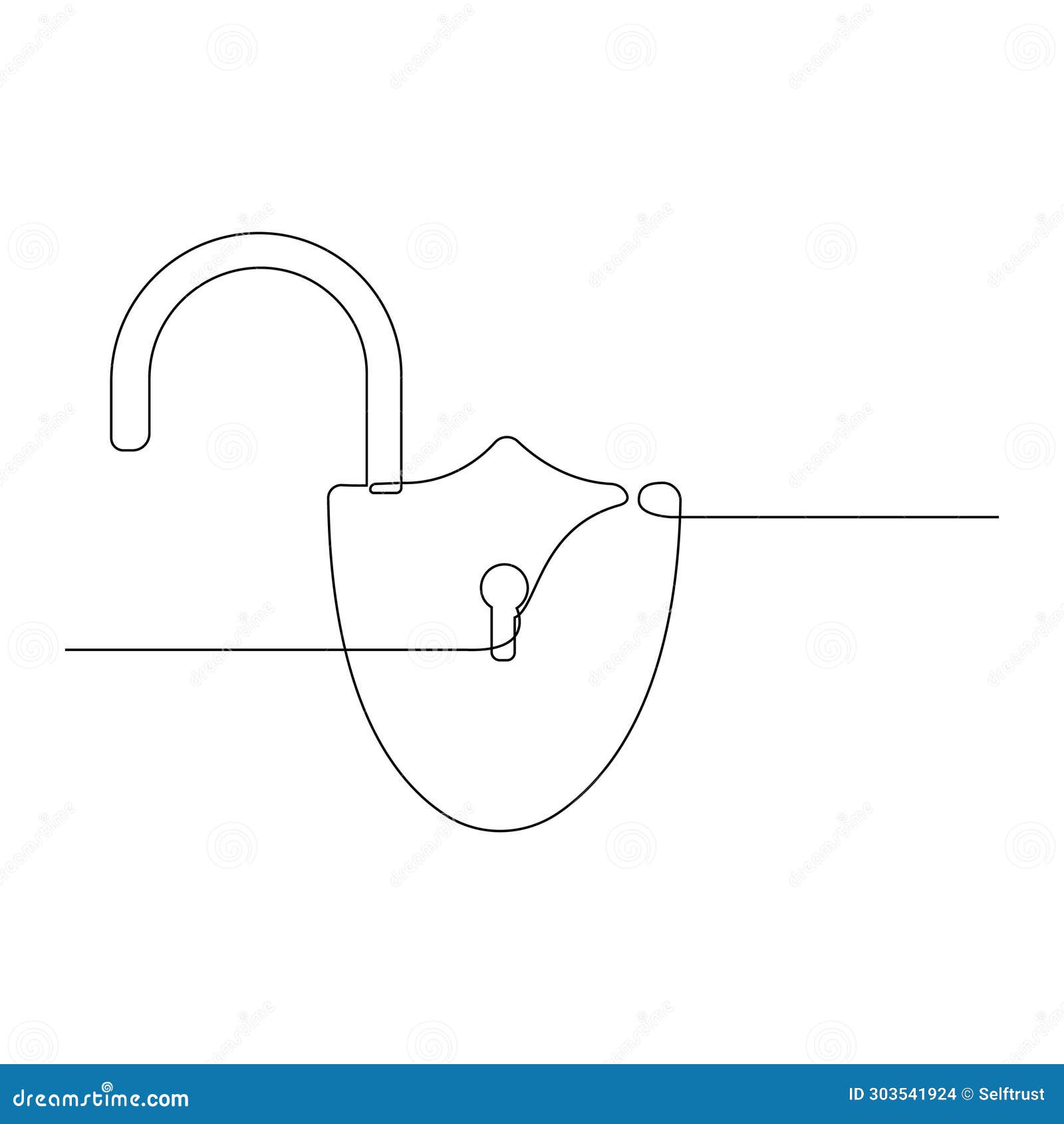 Vector Metal Padlock Continuous One Line Drawing of Padlock Concept ...