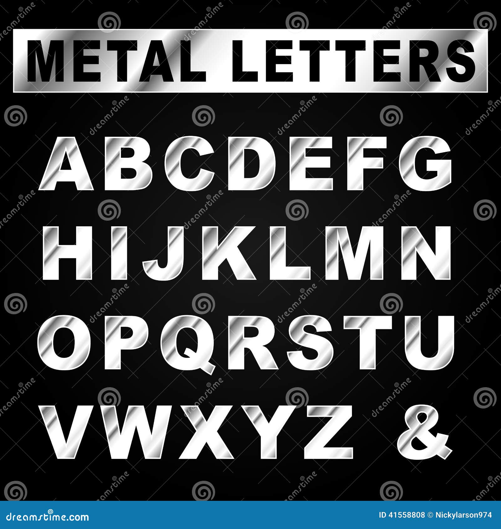 Vector metal set letters stock vector. Illustration of metallic - 41558808