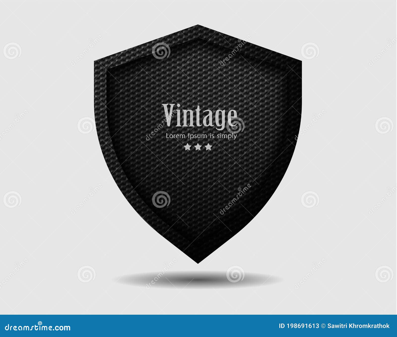 Vector Metal Shield With Dark Black Geometric Grid Carbon Fiber Texture ...