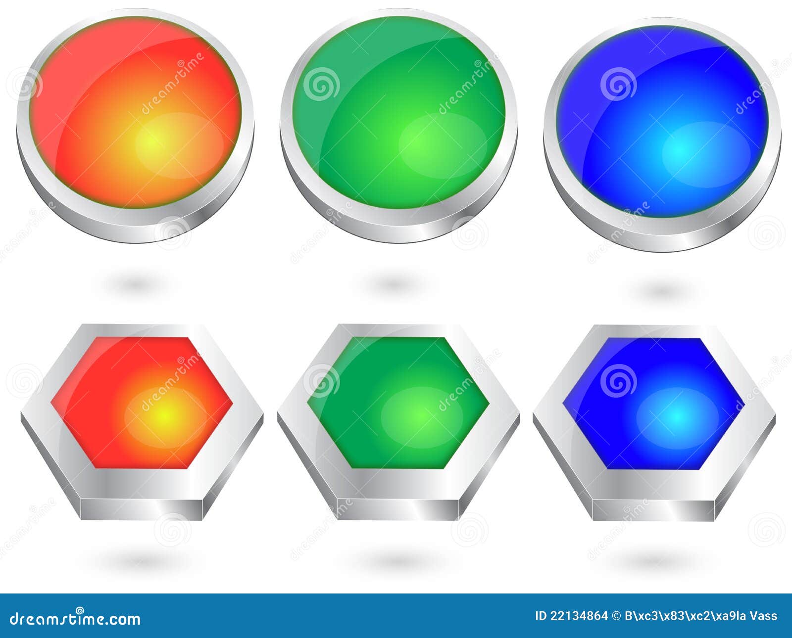 Vector Metal web buttons stock vector. Illustration of hexagon - 22134864