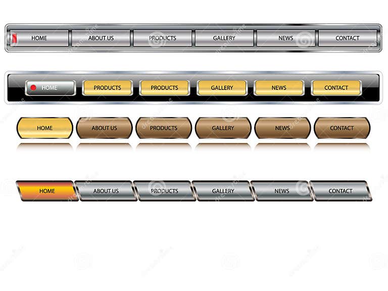 Vector Metallic Editable Website Buttons. Stock Illustration ...