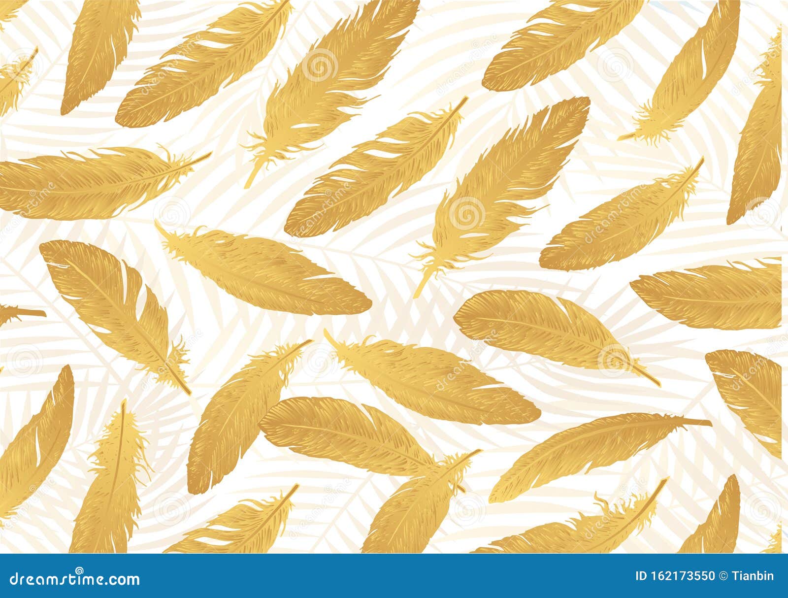 Vector Metallic Gold Feather Pattern in Vintage Style Stock Vector ...
