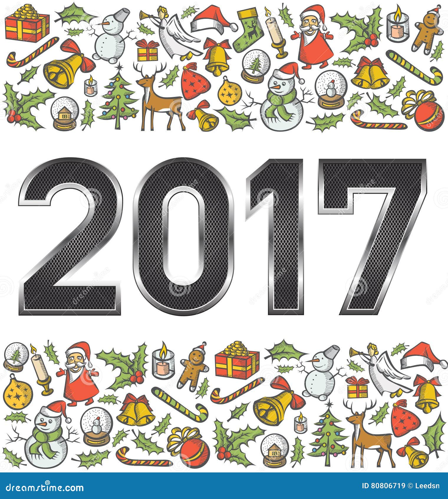 Vector Metallic Numbers 2017 Stock Vector - Illustration of metallic ...