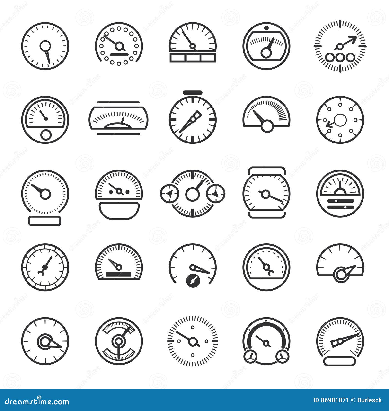 Vector Meter and Gauge Control Icons for Dashboard Stock Vector ...