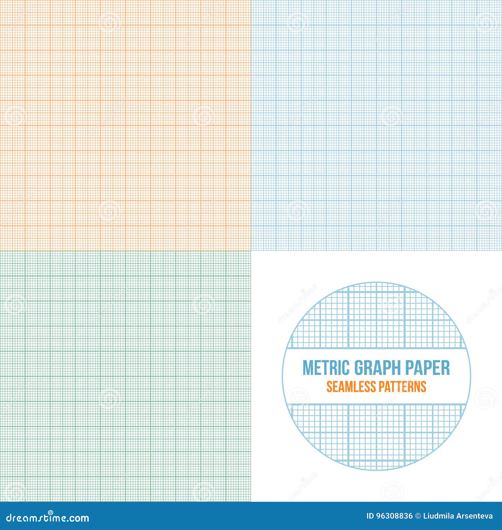 Vector Metric Graph Paper Seamless Patterns Set Stock Vector ...