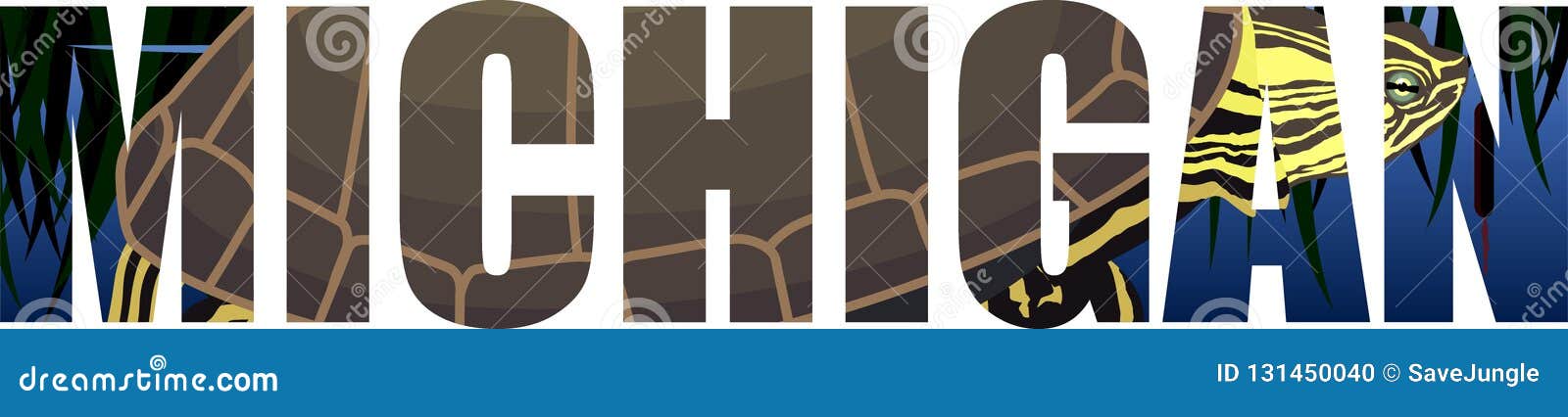 Vector Michigan - American State Word with Painted Turtle Stock Vector ...