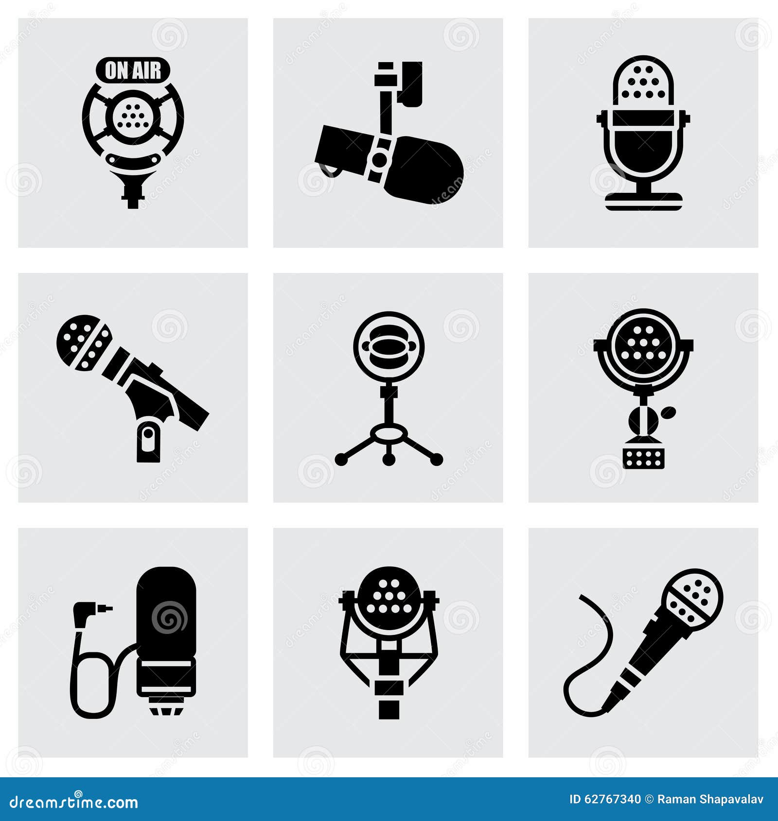 Microphone Vector Illustration On White Background. Vector Cartoon Set ...