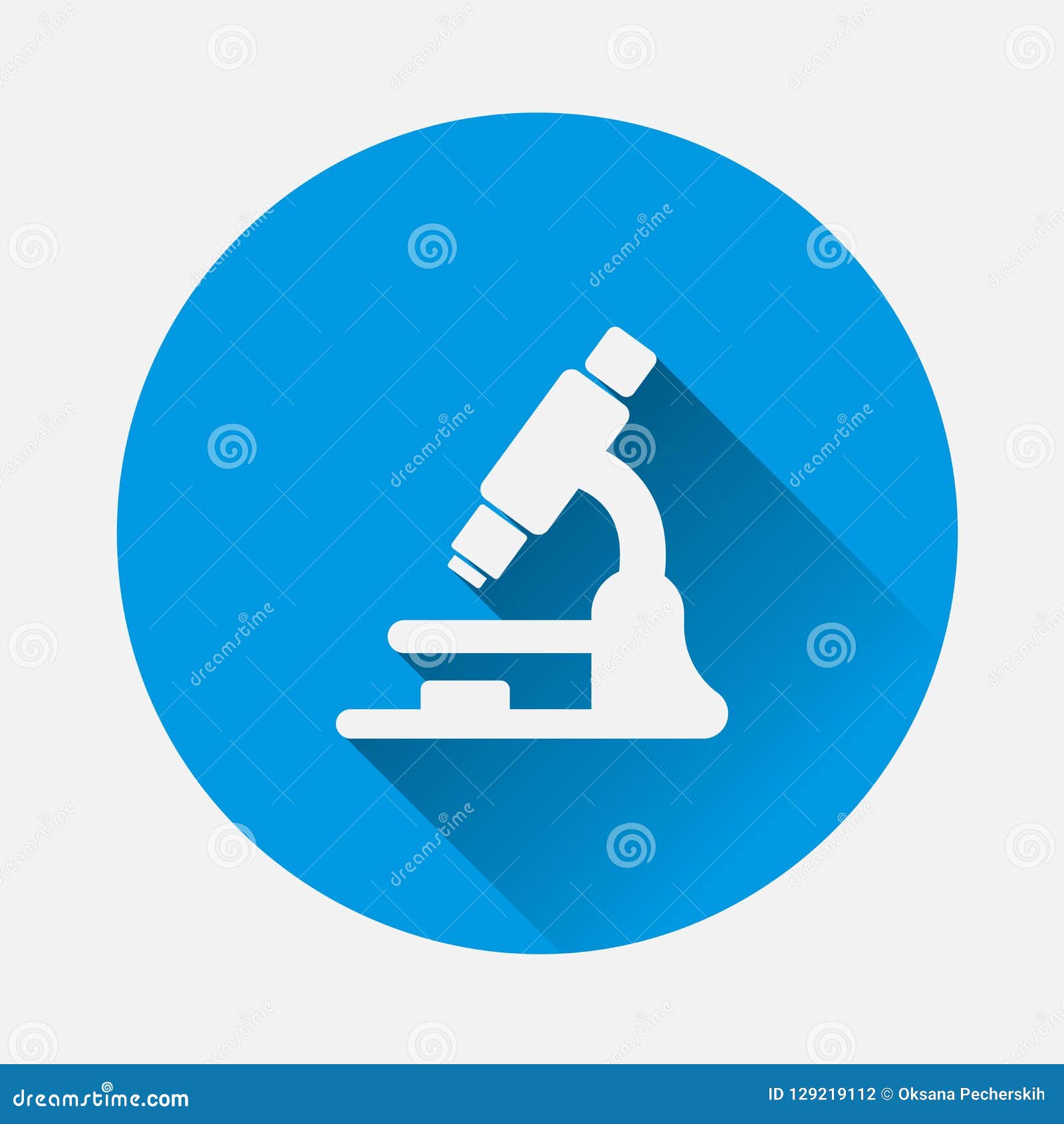 Vector Microscope Icon on Blue Background. Flat Image Laboratory Stock ...