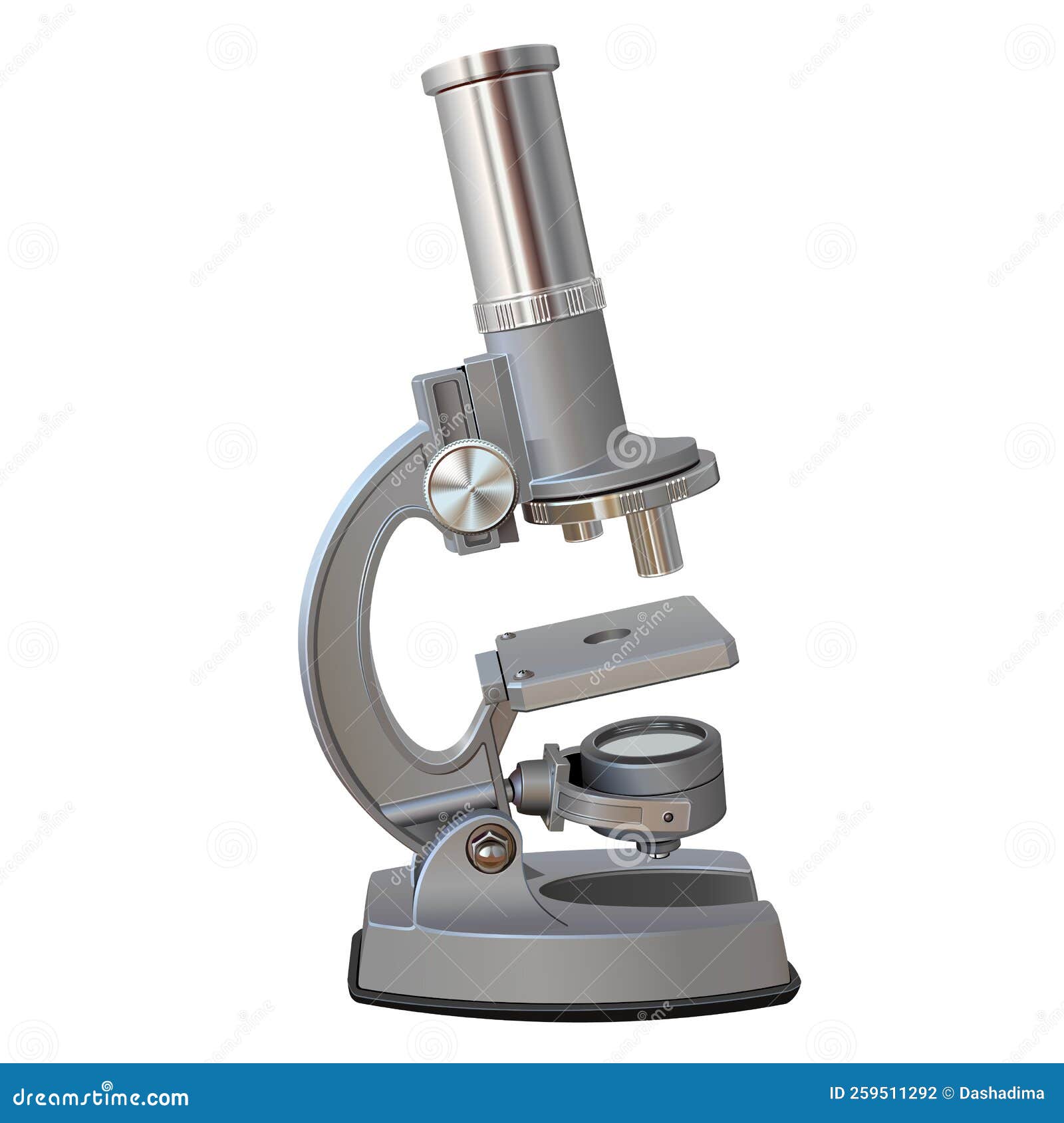 Vector Old Microscope. Vintage Hand Drawn Illustration For Science Book ...