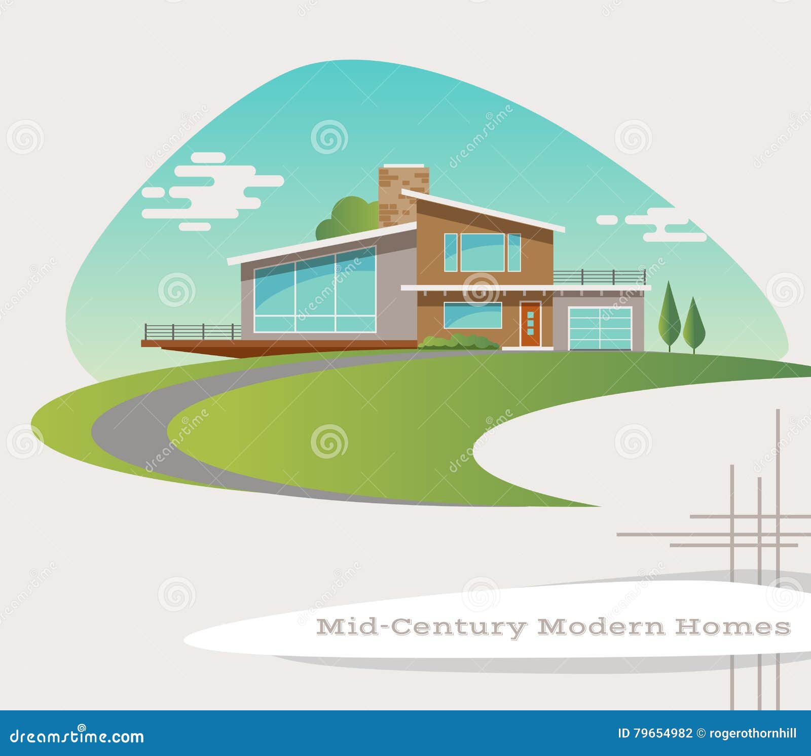Vector of Mid Century Modern Style House Stock Vector - Illustration of ...